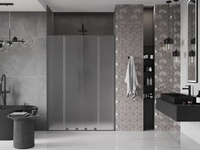 Mexen Velar Duo, posuvné sprchové dveře do otvoru 160 cm, 8mm sklo námraza, broušený grafit, 871-160-000-32-95
