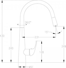 Baterie umyvadlová stojánková teleskopická, chrom, BALLETTO