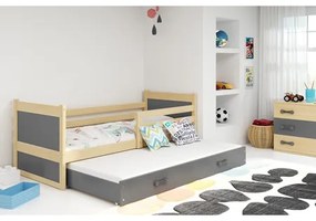 Dětská postel s výsuvnou postelí RICO 190x80 cm Šedá Borovice