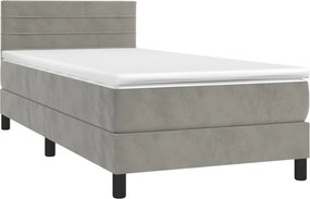 Box spring postel s matrací světle šedá 90x200 cm samet 3141341