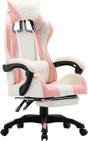 vidaXL Herní židle s podnožkou umělá kůže [287990] Barva: růžová a bílá
