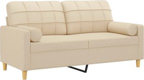 2místná pohovka s polštáři krémová 140 cm textil 3200784