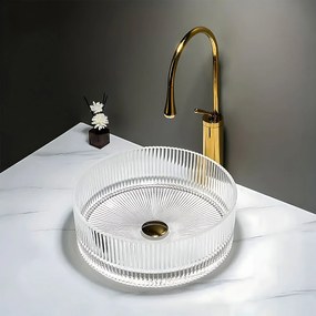 Rea Ingrid, skleněné umyvadlo na desku 360x360x120 mm, čirá, REA-U8522
