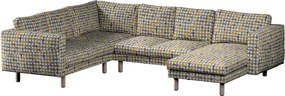 Potah na pohovku IKEA Norsborg rohová, 5-místná se šezlongem barva modrá látka pletený vzor, vzorované