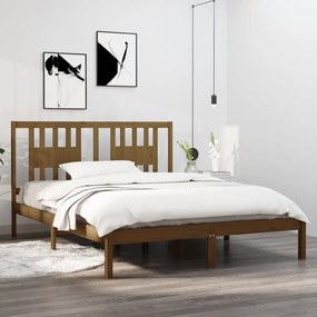Rám postele medově hnědý masivní dřevo 150 x 200 cm King Size,  3104071 HangarStore.cz