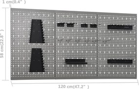 Pracovní stůl se třemi nástěnnými panely a jednou skříňkou 3053437
