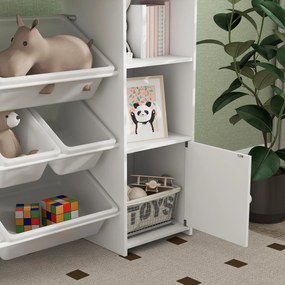 AIYAPLAY Dětský regál na hračky s 8 vyjímatelnými boxy, 4 otevřené přihrádky, 2 přihrádky ve skříňce, dětský regál do dětského pokoje, mateřské školy…