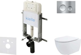 kielle Genesis New - Set předstěnové instalace, klozetu Oudee, Vortex Rimless+, sedátka softclose a tlačítka Gemini New I, lesklý chrom 30502SZ11