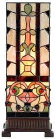 Stolní lampa Tiffany Daantje béžovo hnědá ve tvaru hranolu – 18x18x45 cm