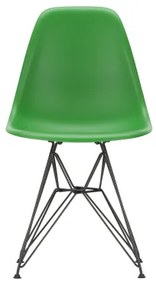 Eames Plastic Chair DSR černě lakovaná zelená bílé na tvrdou podlahu Vitra
