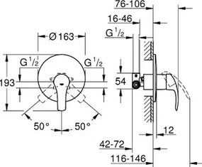 Grohe Eurosmart - Sprchová baterie pod omítku s tělesem chrom