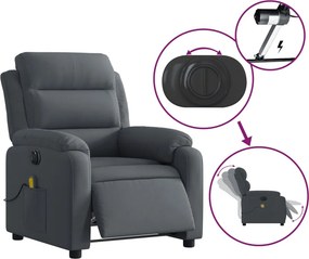 Elektrické masážní polohovací křeslo tmavě šedé samet 3205082