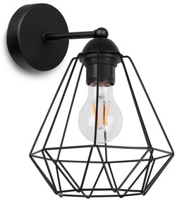 Nástěnné svítidlo FUSION 1, 1x černé drátěné stínítko