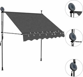 Ručně zatahovací markýza s LED světlem 100 cm antracitová 145862