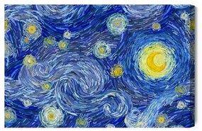 Obraz Hvězdná Noc Ve Stylu Vincenta Van Gogha Nedostatek Nedostatek Přírodní plátno 90x60