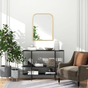 Nástěnné zrcadlo HOMCOM 60 x 87 cm koupelnové zrcadlo v barokním stylu s ozdobným kovovým rámem do obývacího pokoje a ložnice ve zlaté barvě