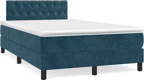 Box spring postel s matrací a LED tmavě modrá 120x190 cm samet 3270175