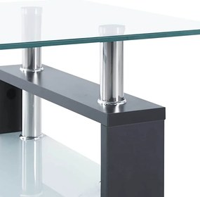 Konferenční stolek šedý a průhledný 95x55x40 cm tvrzené sklo 330305