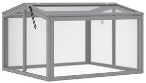 Outsunny Cold Frame 90 x 80 x 58 cm Skleníkový záhon s krytem ze dřeva a polykarbonátu ve světle šedé barvě | Aosom.de
