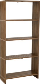 Knihovna J-line Cubic 4 police z přírodního teaku – 88*35*190 cm