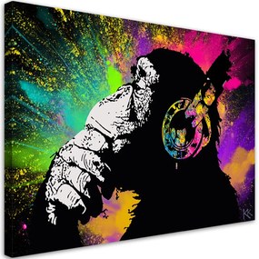 Obraz na plátně, Banksy Colorful Monkey - 120x80 cm