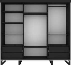 ARK Šatní skříň GOD, Černá/Stříbrná 250 cm