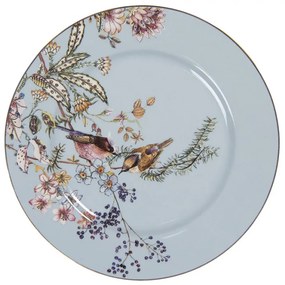 Modrý dezertní talířek s ptáčky Jolien – 20x2 cm