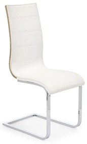 Jídelní židle Duki (chrom, eko kůže bílá, zadní část dub sonoma)