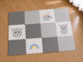 Hrací pěnové puzzle do dětského pokoje 12 dílů ŠEDÝ JEDNOROŽEC