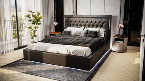 K&M postele Boxspring postel RELINA s úložným prostorem a LED a USB Velikost postele: 120 × 200 cm, Výběr matrace: Taštičková zónová matrace - měkká …