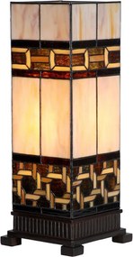 Béžovo-hnědá stolní tiffany lampa Laetitia II - 17*17*44 cm E27/ma* 1*40W