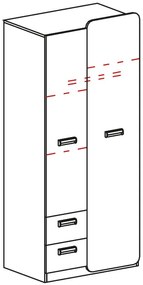 Dvoudveřová šatní skříň se zásuvkami Lorento 1 - jasan coimbra /