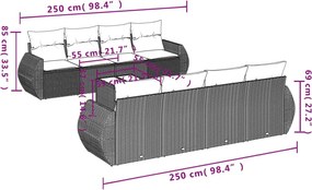9dílná zahradní sedací souprava s poduškami béžová polyratan 3253486