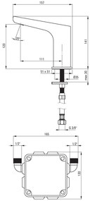Deante Hiacynt, senzorová umyvadlová baterie bez regulace teploty, napájení 230/6V, chromová, BQH_028R