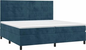 Box spring postel s matrací a LED tmavě modrá 200x200 cm samet 3136147