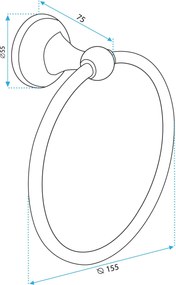 Rea Tutumi, kulatý prstenový věšák na ručník 332867A, černá matná, REA-06922