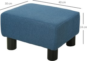 HOMCOM Nízka podnožka do obývacího pokoje s potahem z lnu, obdélníková, s dřevěnou konstrukcí, Námornická modrá