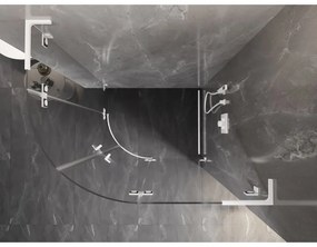 Mexen Lunar, L pravý půlkruhový sprchový kout 100 x 90 cm, 8mm čiré sklo, bílý profil, 833L-100P-090L-20-00