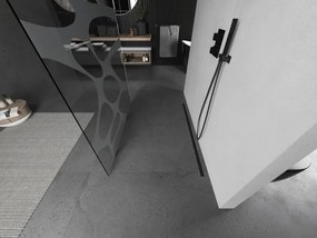 Mexen Kioto, sprchová zástěna Walk-In 140 x 200 cm, 8mm čiré sklo bílý vzor, ​​grafitový profil, 800-140-002-95-97