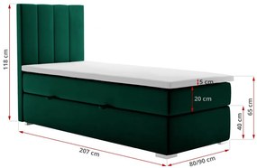 Luxusní jednolůžková postel CALINA Černá Pravá 80x200 cm