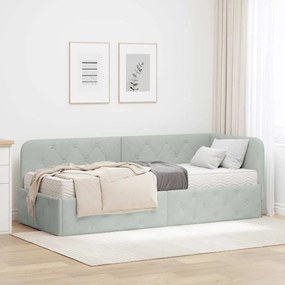 Rohový rám postele Světle šedá 80 x 200 cm samet 3394062