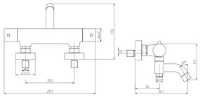 Mereo vanová baterie nástěnná 150 mm bez příslušenství mosaz chrom CB90103TER