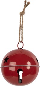 Veliká červená kovová závěsná rolnička - Ø 20*23 cm