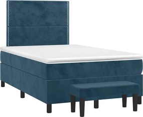 Box spring postel s matrací tmavě modrá 120 x 200 cm samet 3137777