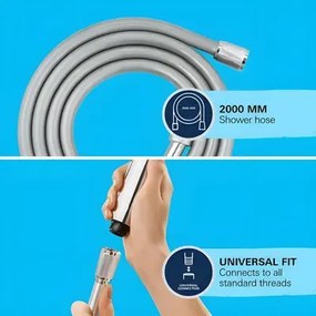 Grohe VitalioFlex Comfort chrom 2 m / Sprchová hadice / kov / G 1/2" /