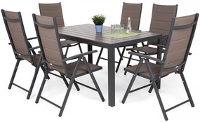 Home Garden Zahradní set Ibiza se 6 židlemi a stolem 150 cm, šedý/taupe