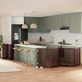 Zábrana pro psy s dvířky skládací 10 panelů hnědá 800 cm topol 3155695
