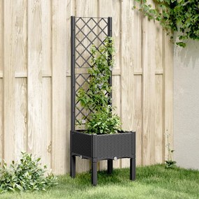 vidaXL Zahradní truhlík s treláží černý 40 x 40 x 142 cm PP