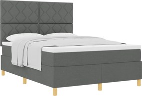 Postel s boxspringem s čelo Tmavě šedá 140 x 200 cm textil 3339701