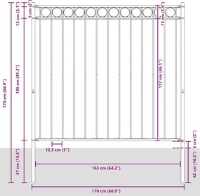 Zahradní plot ASSEN ocelový 1,7 x 1,2 m černý 146314